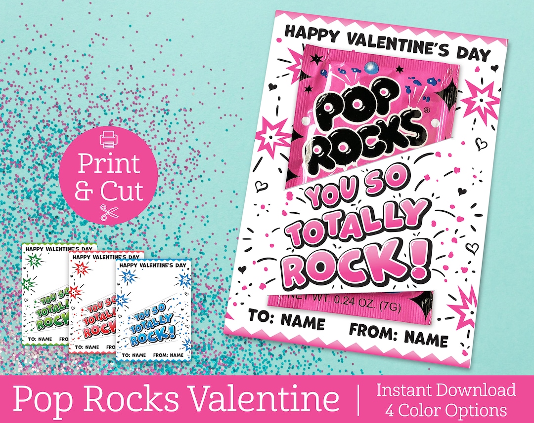 Pop Rocks Valentine Cards, INSTANT EDITABLE Download,classroom Exchange ...