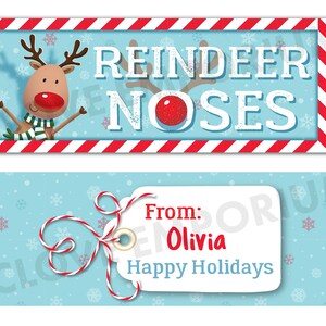 Reindeer Noses Bag Topper, INSTANT EDITABLE DOWNLOAD, Holiday Treat Bag ...