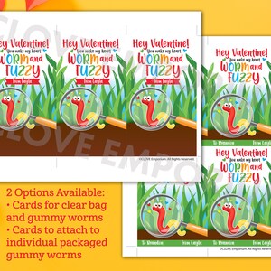 Worm Valentine Cards, DIGITAL EDITABLE DOWNLOAD, Gummy Worm Valentines ...