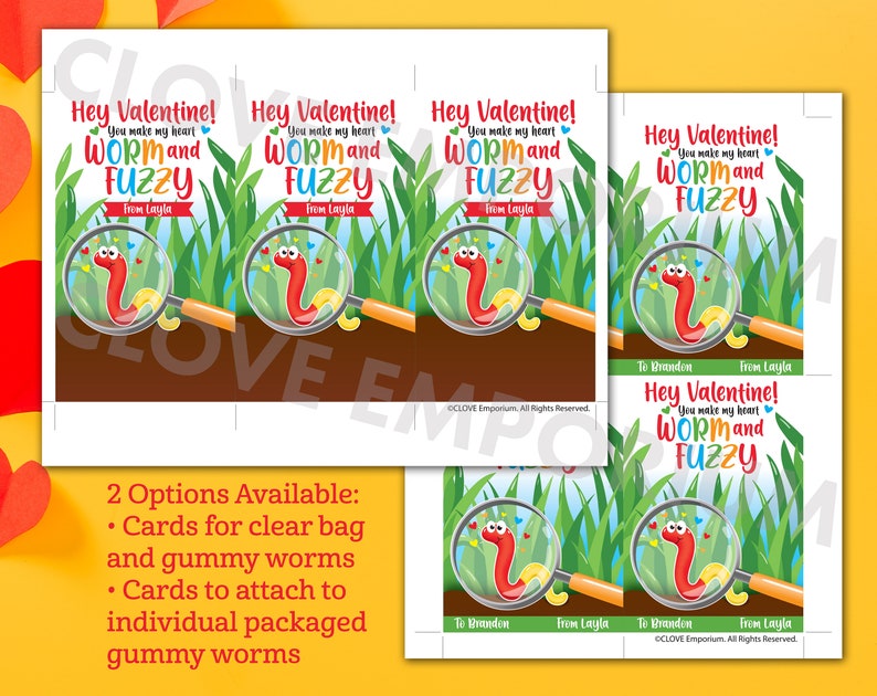Worm Valentine Cards DIGITAL EDITABLE DOWNLOAD Gummy Worm - Etsy