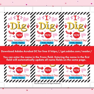 I Dig You Valentines, INSTANT EDITABLE DOWNLOAD, Construction Valentine ...
