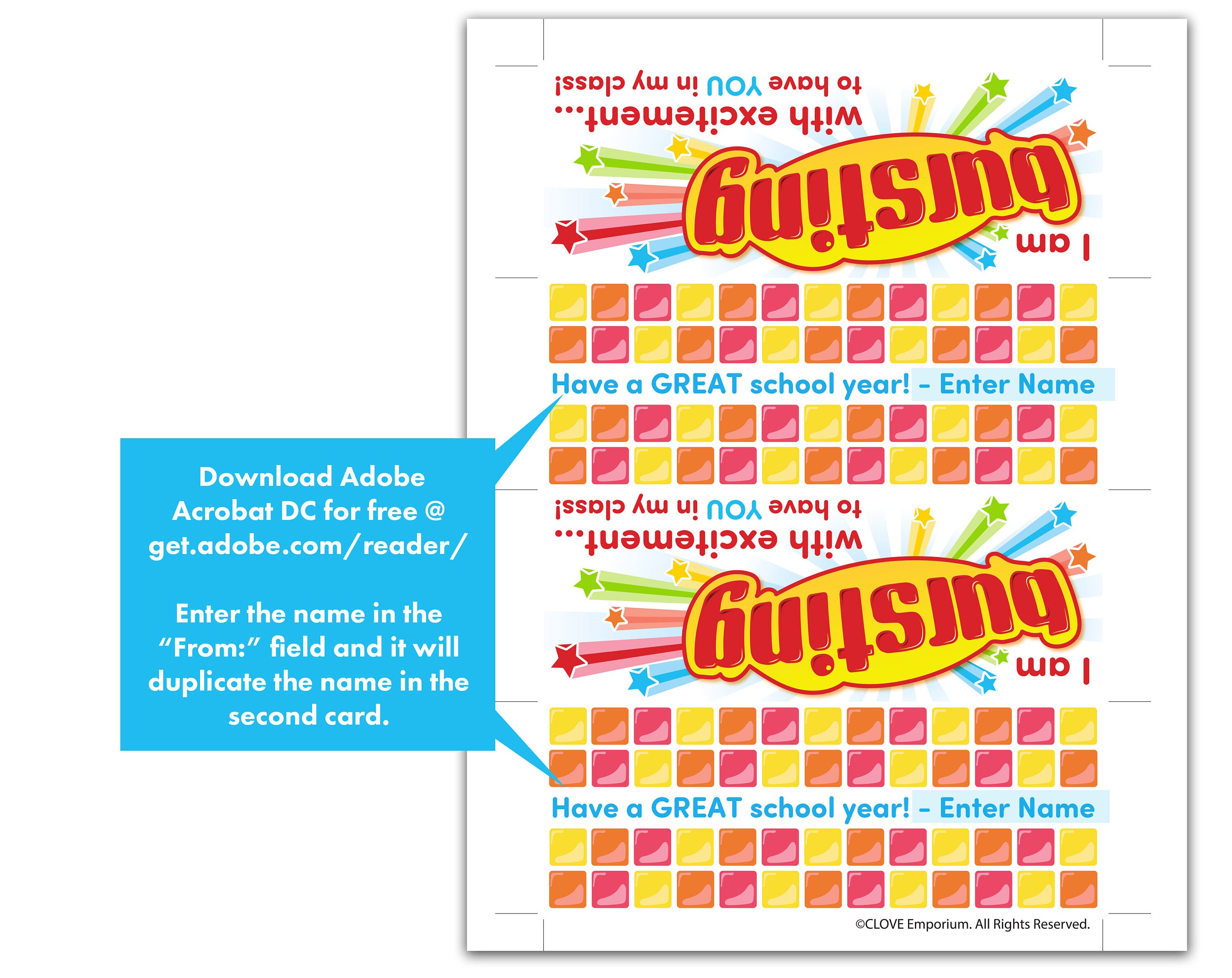 Bursting With Excitement Bag Topper, DIGITAL EDITABLE DOWNLOAD, Back to ...