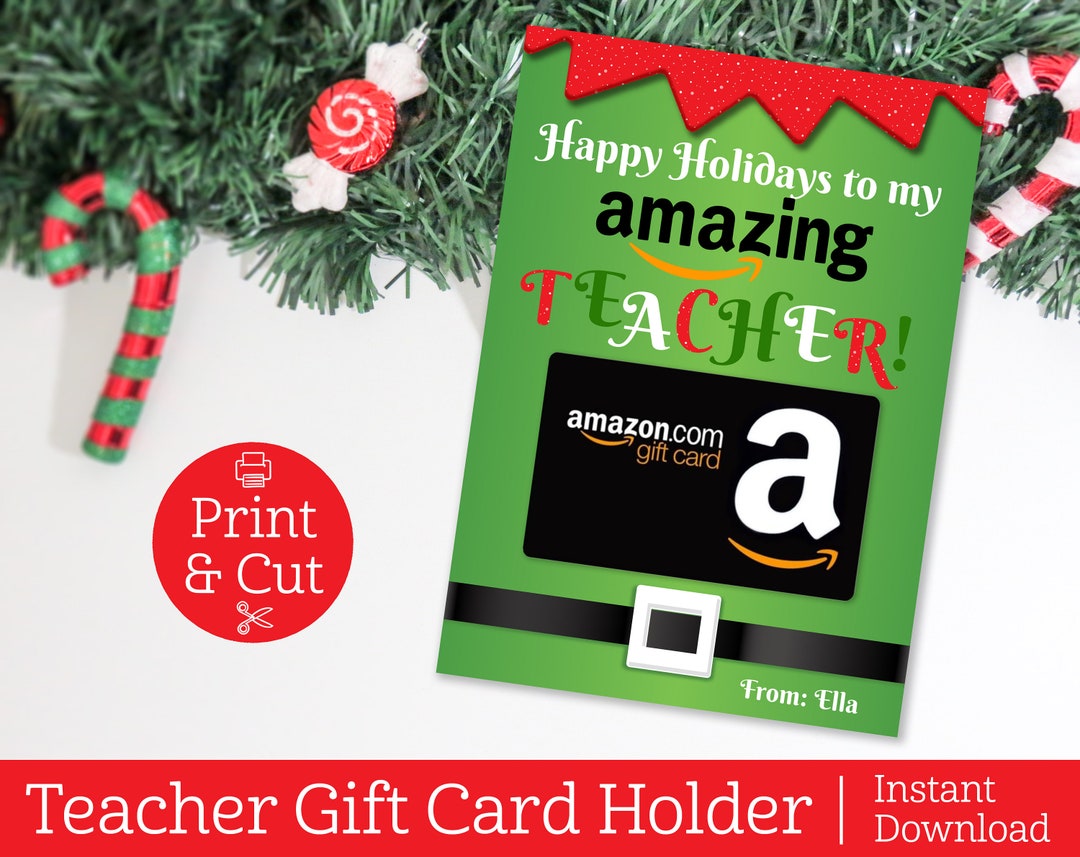 Teacher Gift Card Holder, Amazon Gift Card Holder, INSTANT EDITABLE ...