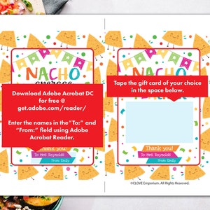 Nacho Average Teacher Gift Card Holder, DIGITAL EDITABLE DOWNLOAD ...