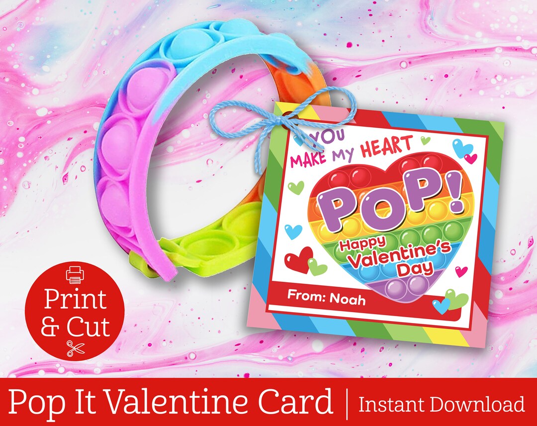 Pop It Valentine Day Cards, Instant Editable Download, Fidget Valentine ...