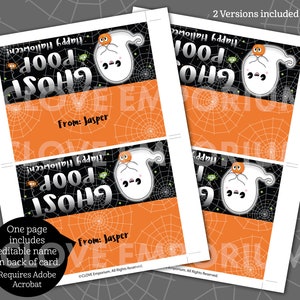 Ghost Poop Bag Topper, INSTANT EDITABLE DOWNLOAD, Halloween Treat Bag ...