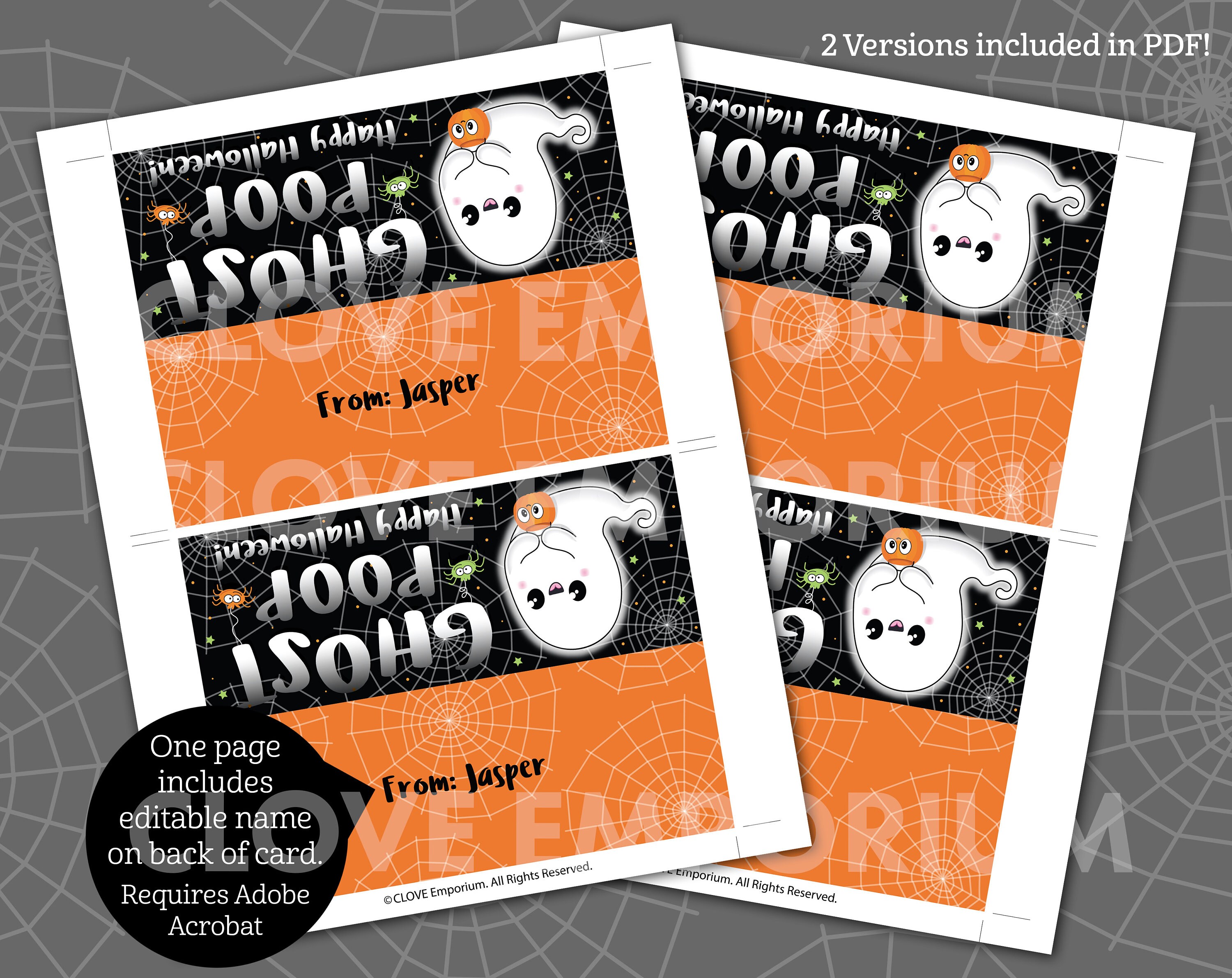 Ghost Poop Bag Topper INSTANT EDITABLE DOWNLOAD Halloween | Etsy