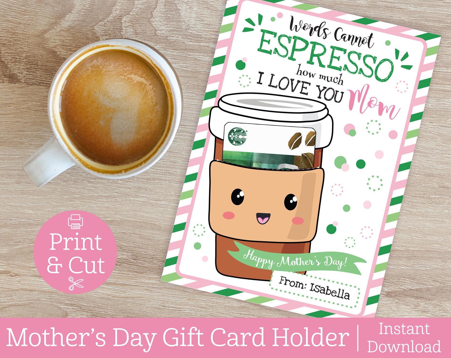 Mothers Day Gift Card Holder DIGITAL EDITABLE DOWNLOAD - Etsy