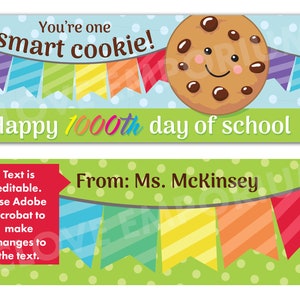 1000th Day of School Bag Topper, INSTANT EDITABLE DOWNLOAD, 1000 Days ...
