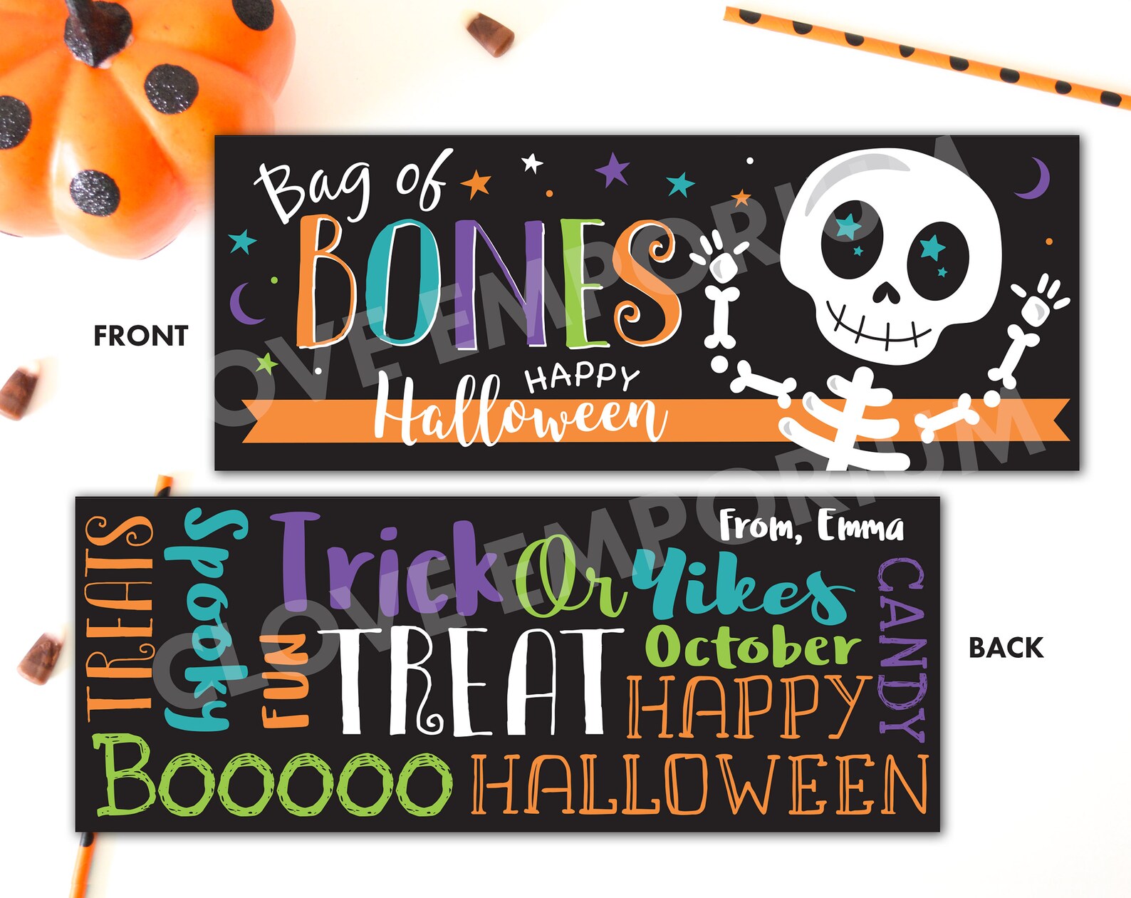 Skeleton Treat Bag Topper Bag of Bones Bag Topper DIGITAL - Etsy