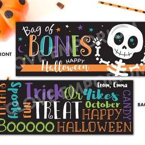 Skeleton Treat Bag Topper, Bag of Bones Bag Topper, DIGITAL EDITABLE ...