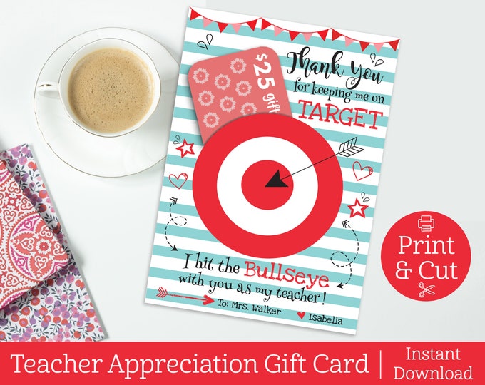 Target Gift Card Holder, Editable Digital Download, Teacher ...