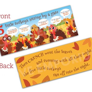 Thanksgiving Printable, INSTANT DIGITAL DOWNLOAD, 5 Little Turkeys Bag ...