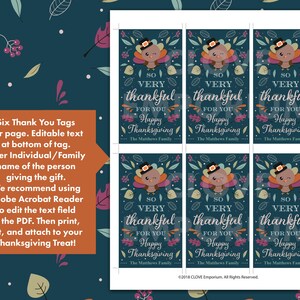 Printable Thanksgiving Thank You Tag, Gift Favor Tags, INSTANT EDITABLE ...