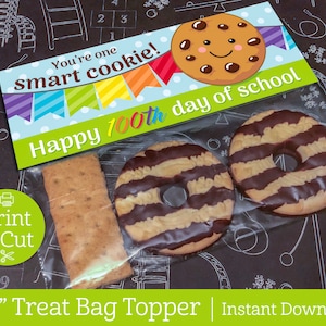 100th Day of School Bag Topper, INSTANT EDITABLE DOWNLOAD, 100 Days ...
