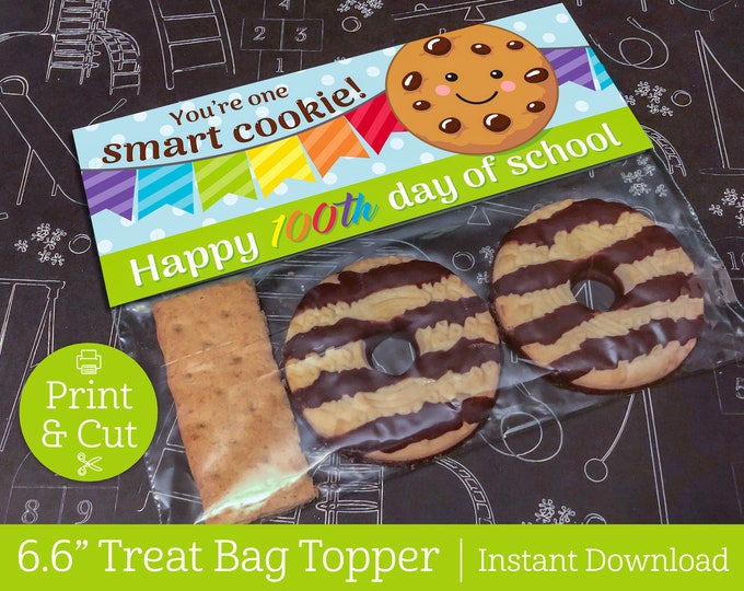 100th Day of School Bag Topper, INSTANT EDITABLE DOWNLOAD, 100 Days ...
