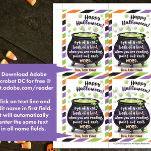 Halloween Witch Finger Tag, Instant Editable Download, Halloween Treat ...