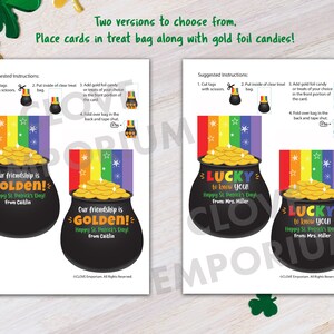 Pot of Gold Rainbow Gift Tags, INSTANT EDITABLE DOWNLOAD, St Patricks ...