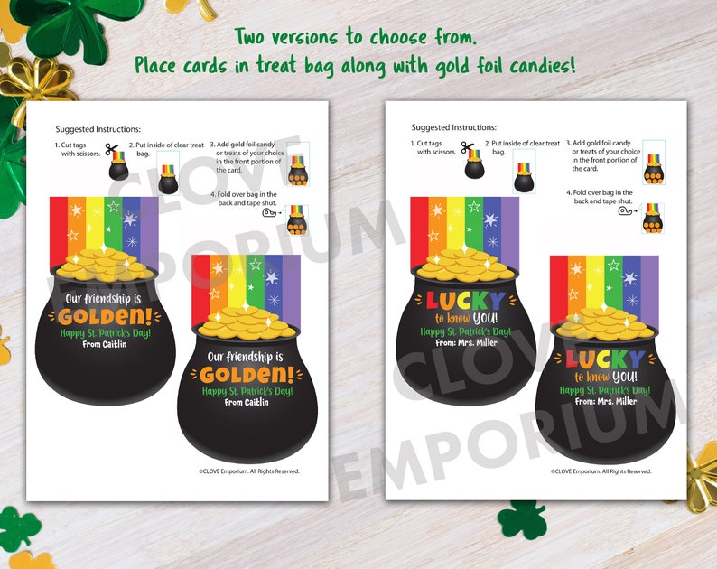 Pot of Gold Rainbow Gift Tags INSTANT EDITABLE DOWNLOAD St - Etsy