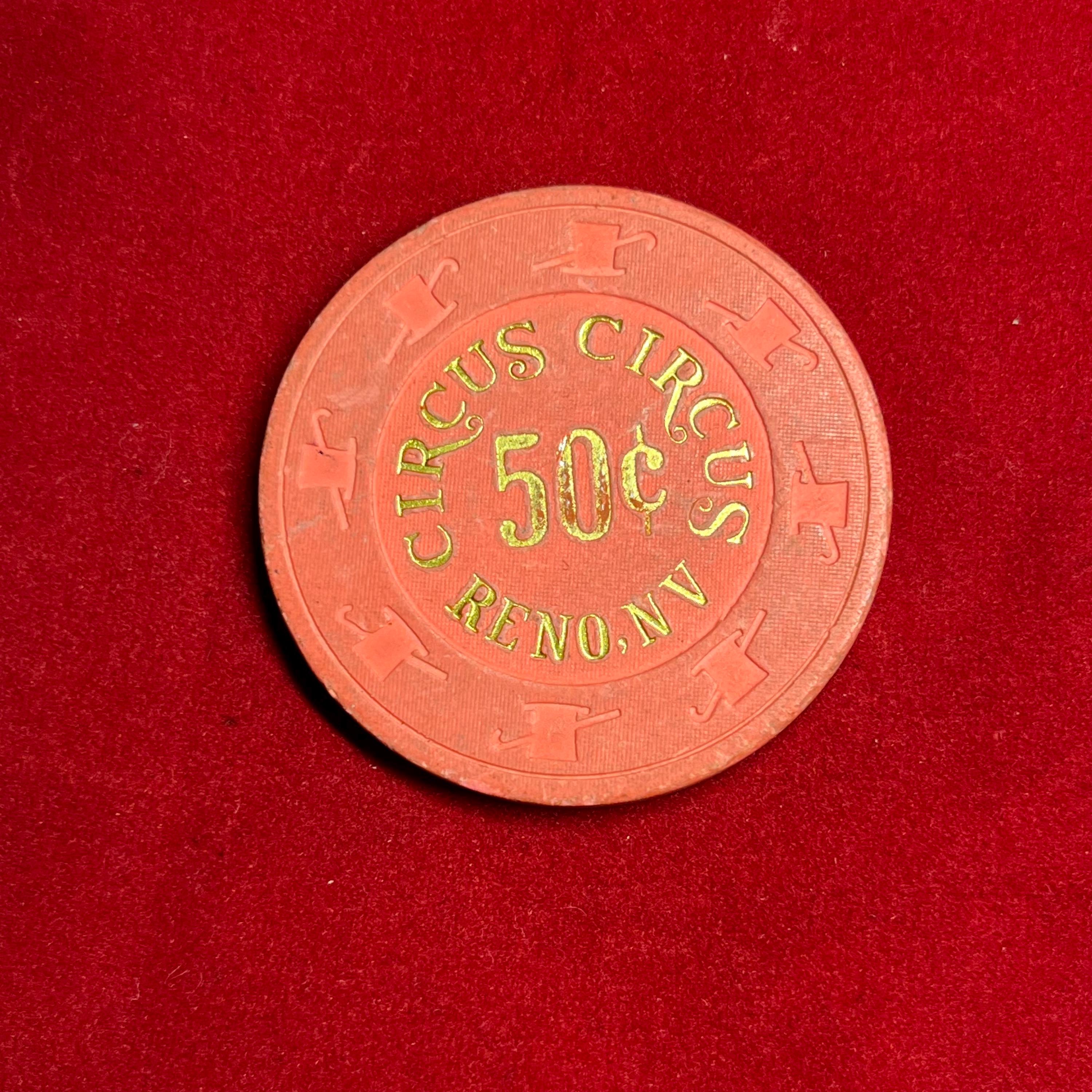 Vintage 50 Cent Poker Chip Circus Circus Reno Nevada - Etsy