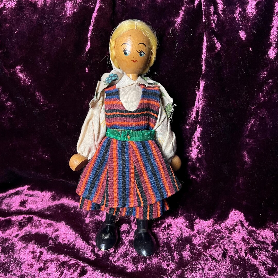 Vintage Wooden Peg Doll Likely Polish - Etsy