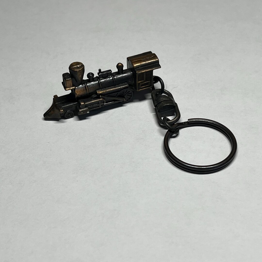 Vintage Bronze Locomotive Train Keychain - Etsy