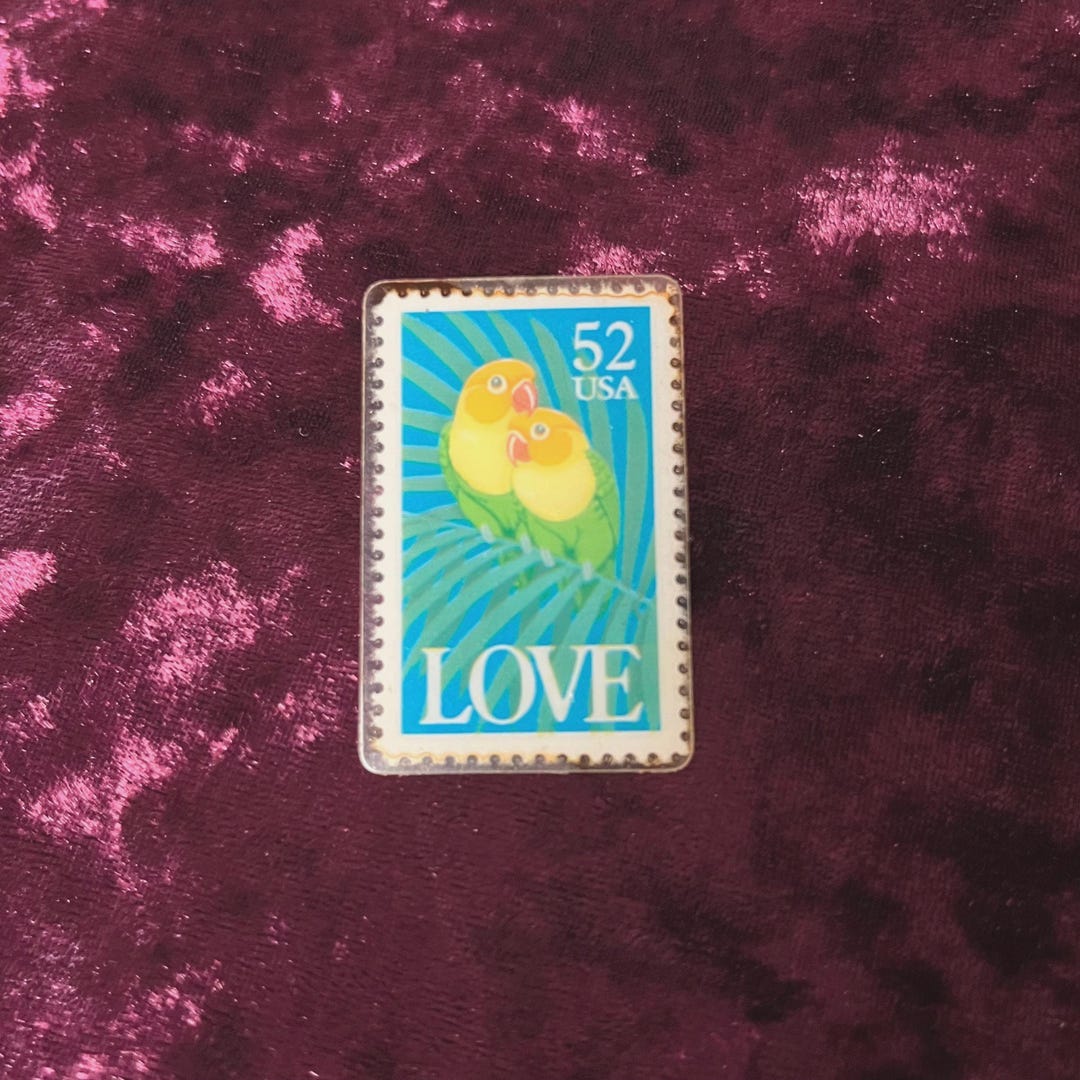 Vintage “love” Lovebirds Stamp Pin - Etsy