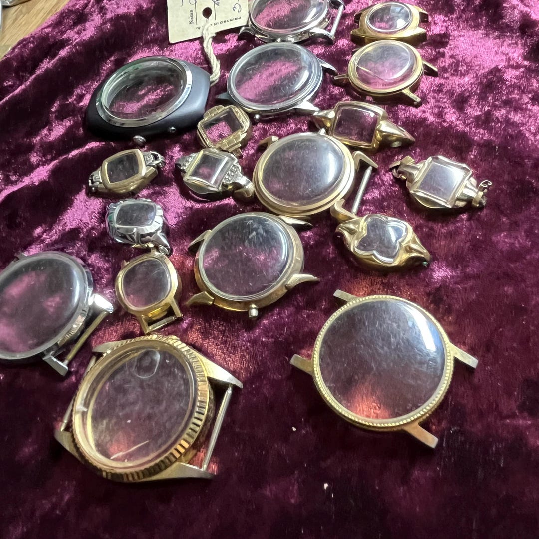 Vintage Watch Case Parts With Crystals Lot of 18 - Etsy