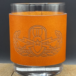 EOD & HDS Badge Leather Wrapped 11oz Whiskey Glass - Etsy