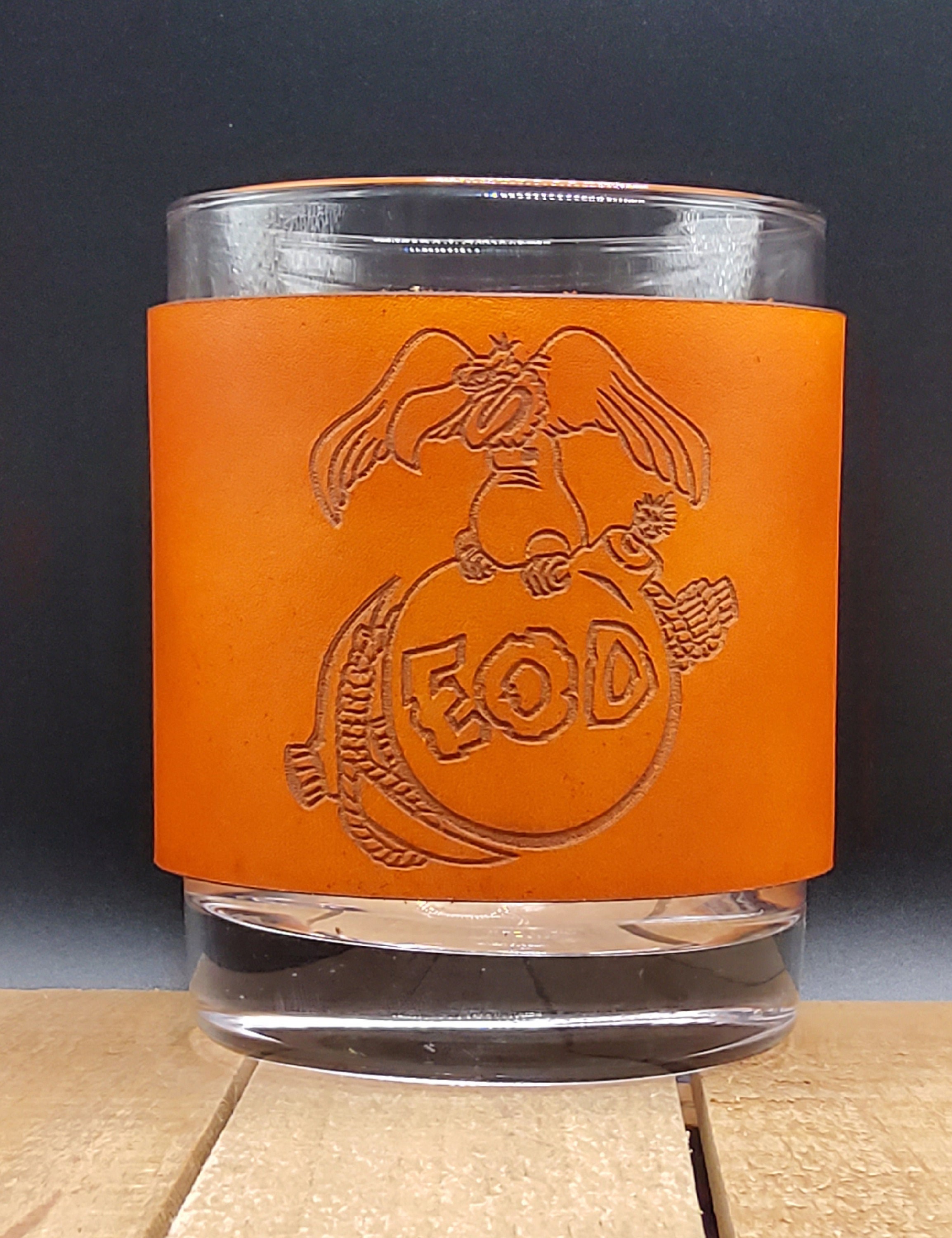 USMC EOD Buzzard Bomb & Pick, Leather Wrapped 11oz Whiskey Glass - Etsy