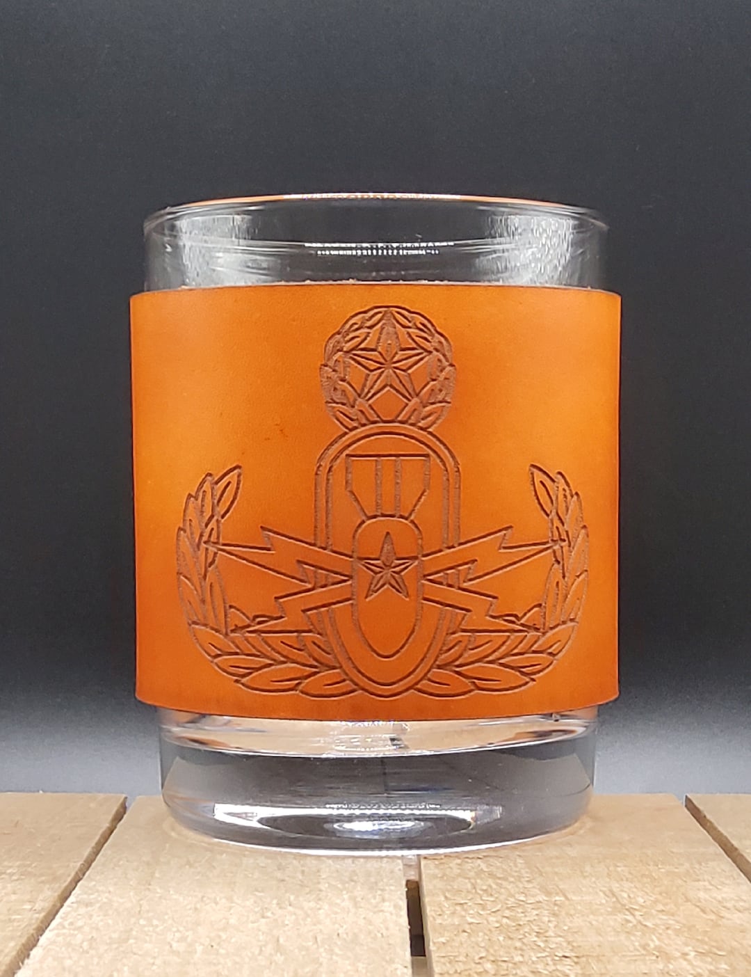 EOD & HDS Badge Leather Wrapped 11oz Whiskey Glass - Etsy