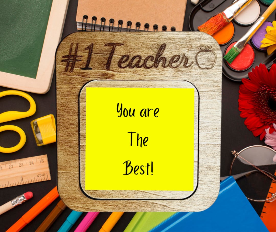 Number 1 Teacher Sticky Note Wood Holder| Teacher Appreciation| Teacher ...