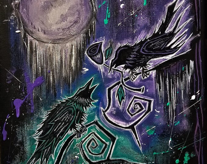 11×14 Green Raven Art Print - Etsy