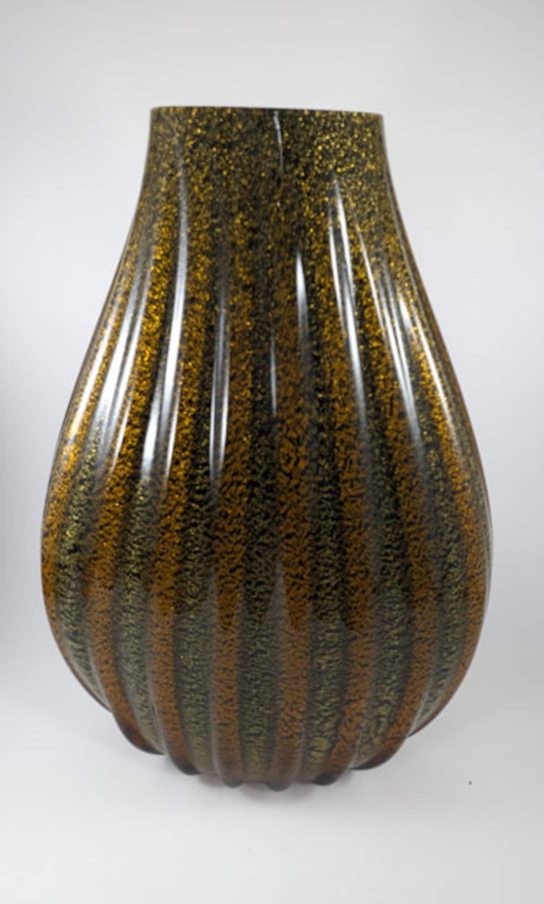 Genuine Sasaki Italian Crystal Vase - Ribbed Goldstone Tigers Eye ...