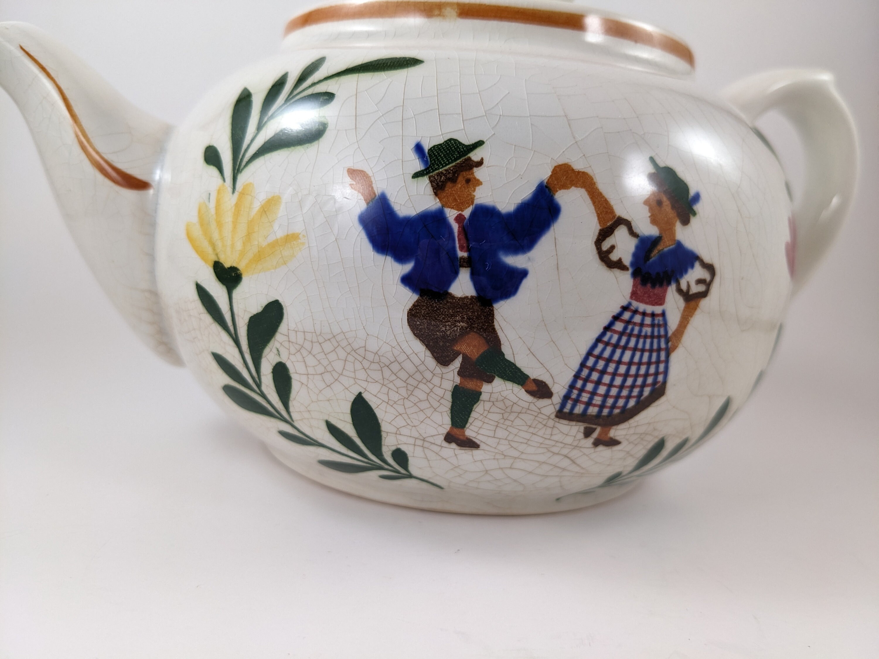 Alpine Ironstone Peasant Ware Hand Painted Tea Pot, Cups & Sugar Bowl ...