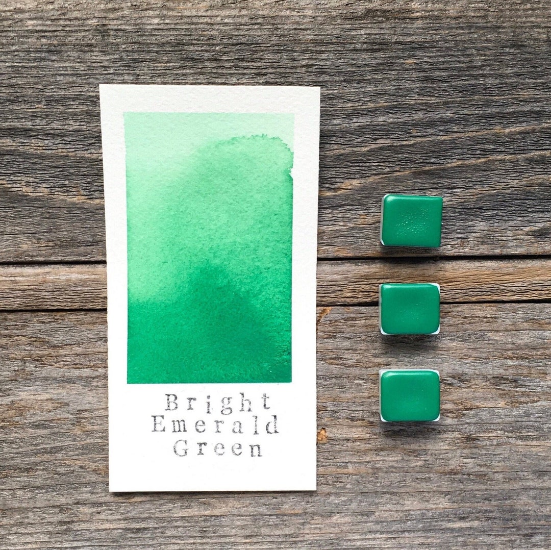 Handmade Watercolor - Bright Emerald Green - Genuine Pigment - for ...