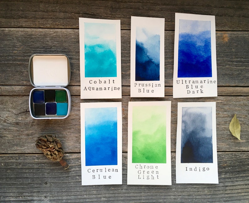 Handmade Watercolors Ocean Blue Colors 6 Color Set - Etsy