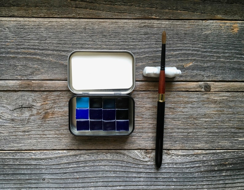 Handmade Watercolors - Blue Set - 12 Color Set - Smalt, Phtalo ...