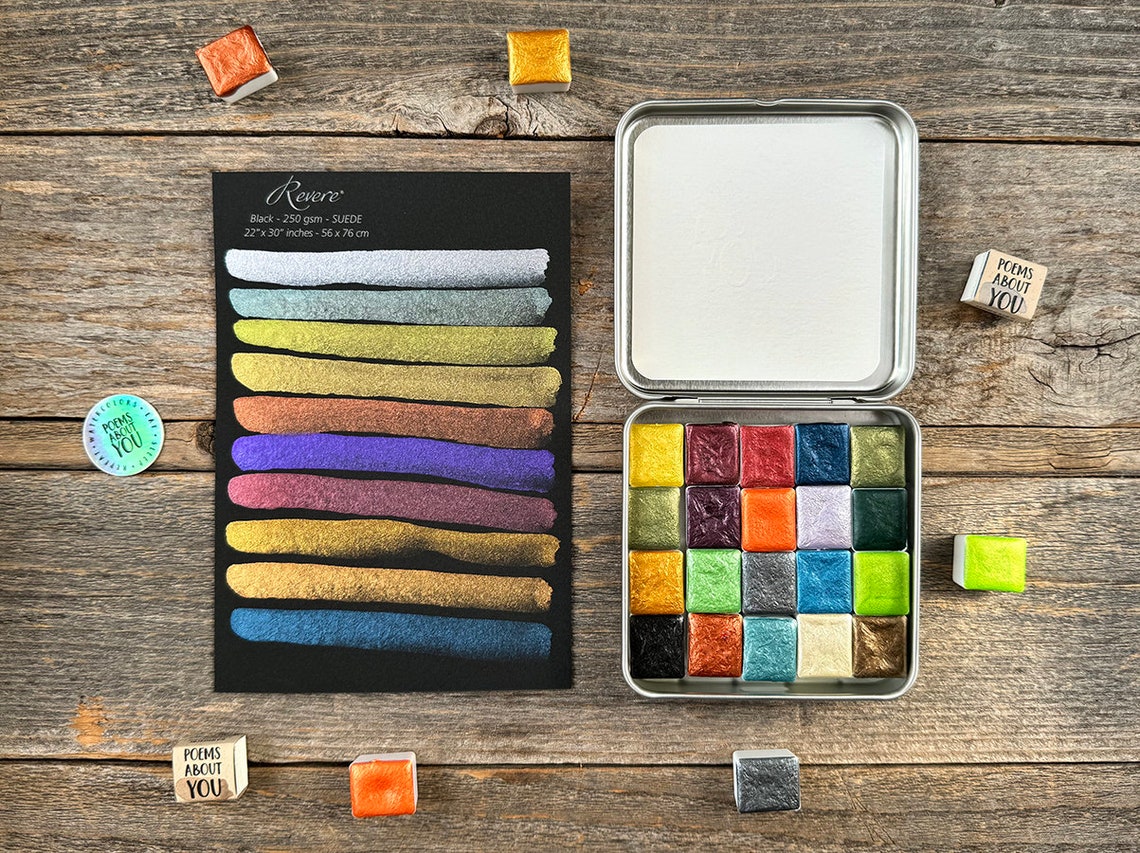 Handmade Watercolors - 20 Color Set - Non-toxic - Metallics Set for ...