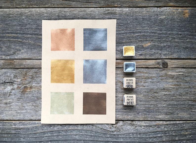 Handmade Watercolor Red Bronze Paint with Sparkles | Etsy