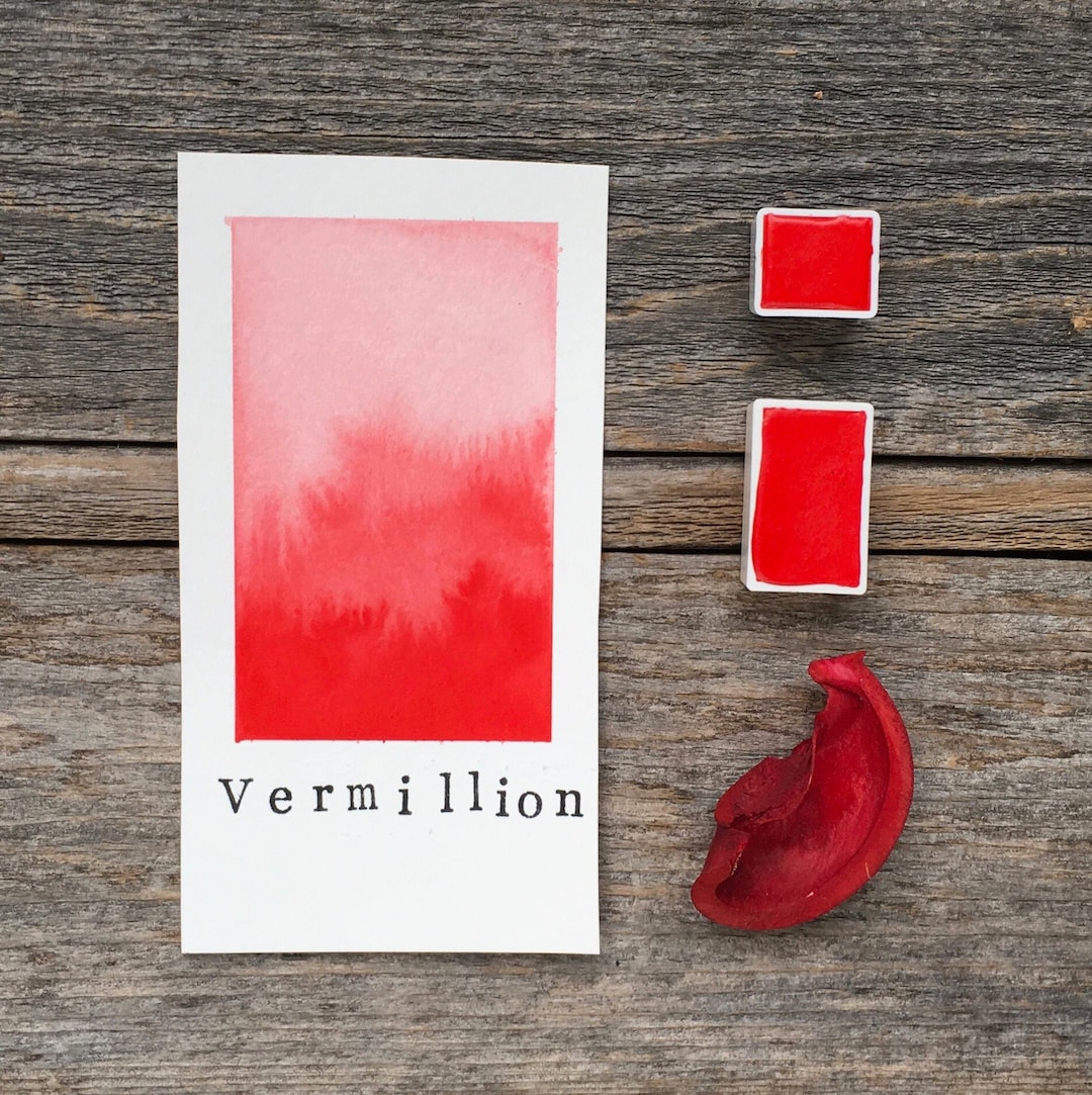 Handmade Watercolor - Vermillion - Red - for Painting, Calligraphy, and ...