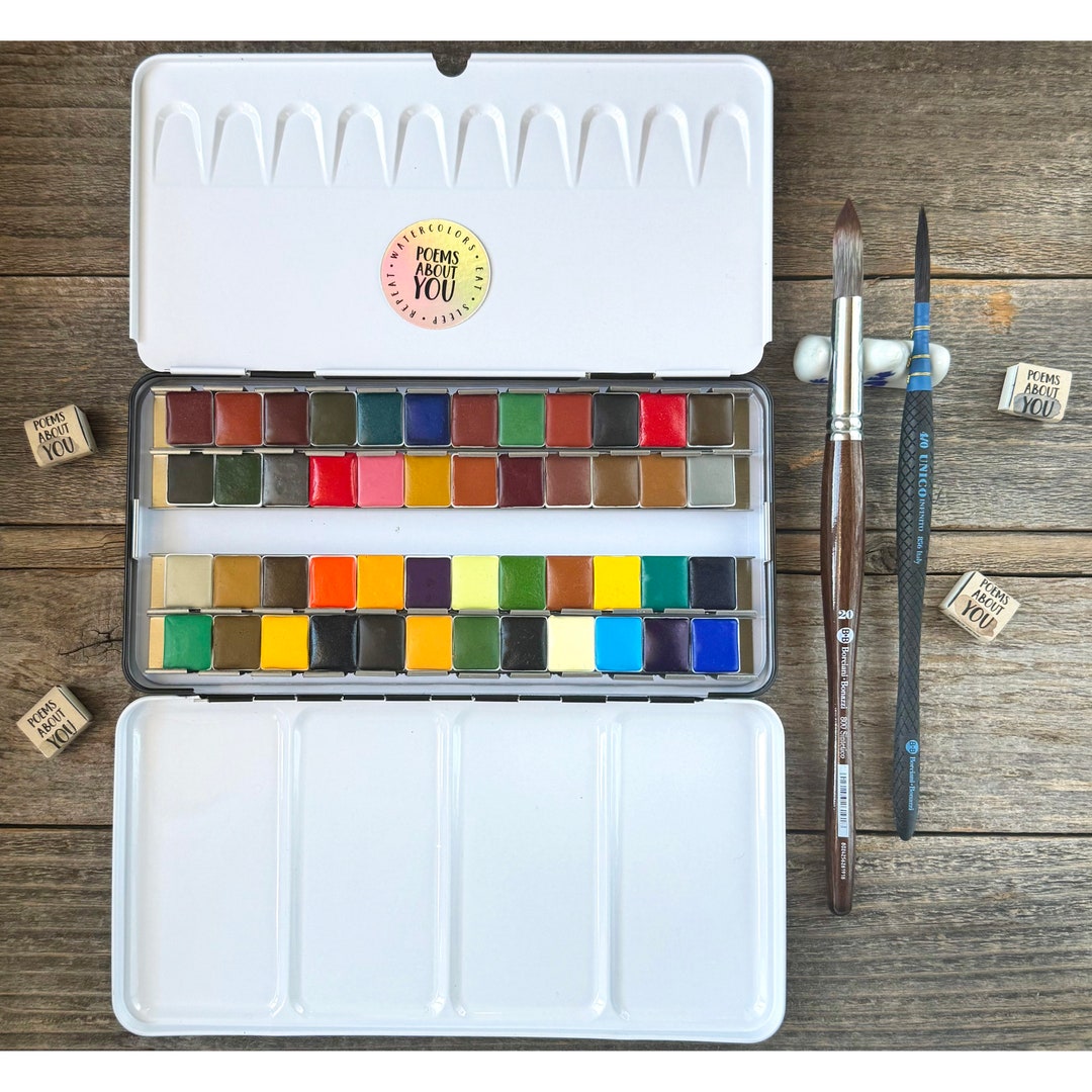 Large Universal Watercolor Set - 48 Colors - Handmade Watercolors - Red ...