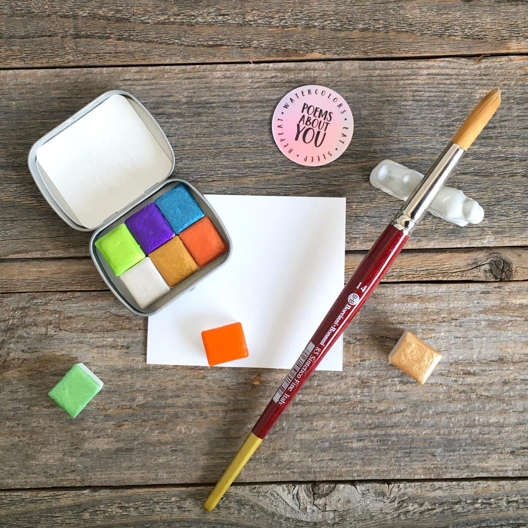 NEW: Handmade Watercolors With Sparkles - Non-toxic - Metallics Set for ...