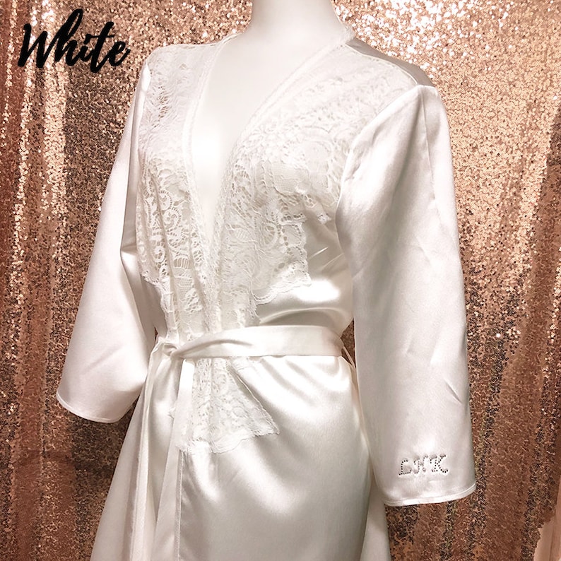 White more Colors Satin Robe With Lace Detail Satin and - Etsy