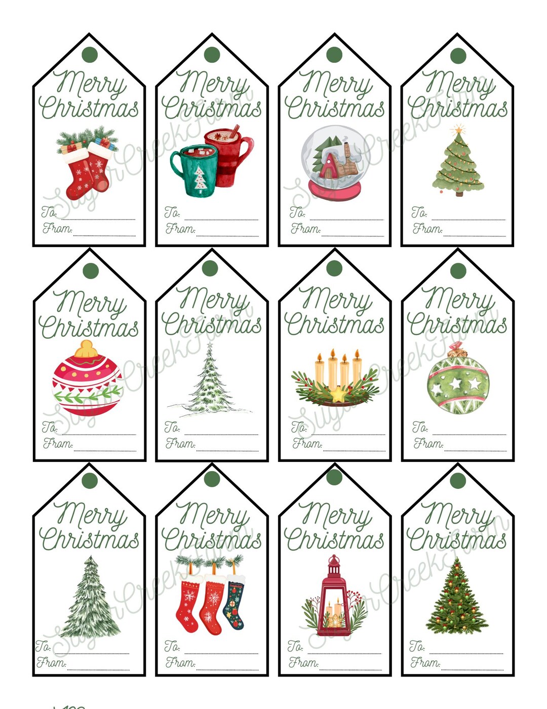 Assorted Merry Christmas Gift Tags, Download, Printable - Etsy