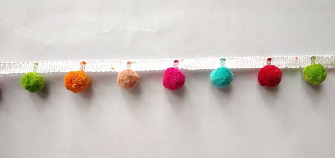 Multi Colored Pom Pom Trim, Indian Pom Poms - Etsy Canada