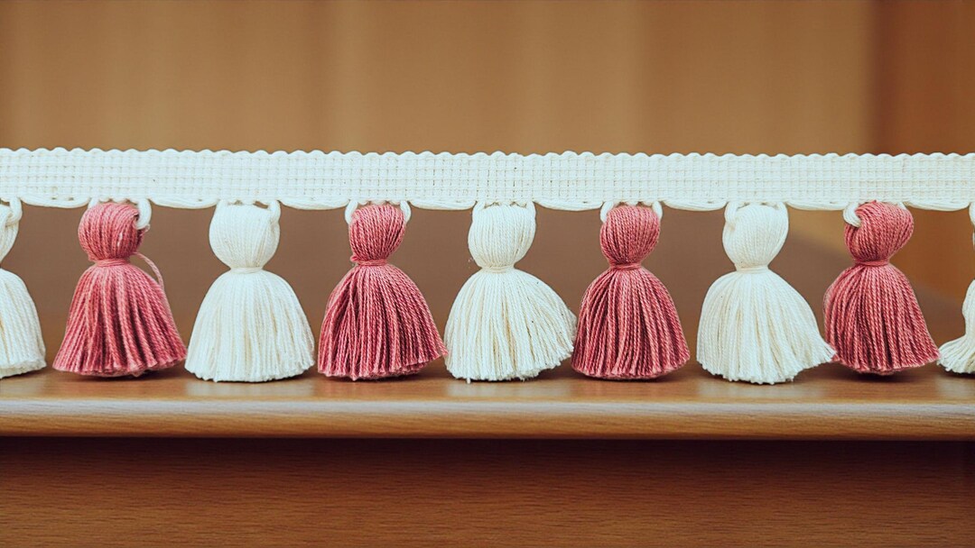 Decorative Tassel Trim, Upholstery Tassel Trim, Hellebore / Ivory ...