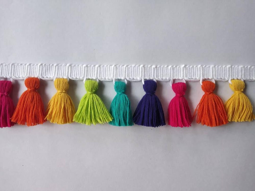 Tassel Trim Fringe, Tassel Trim by the Yard, Multi Colored Tassel Trim ...