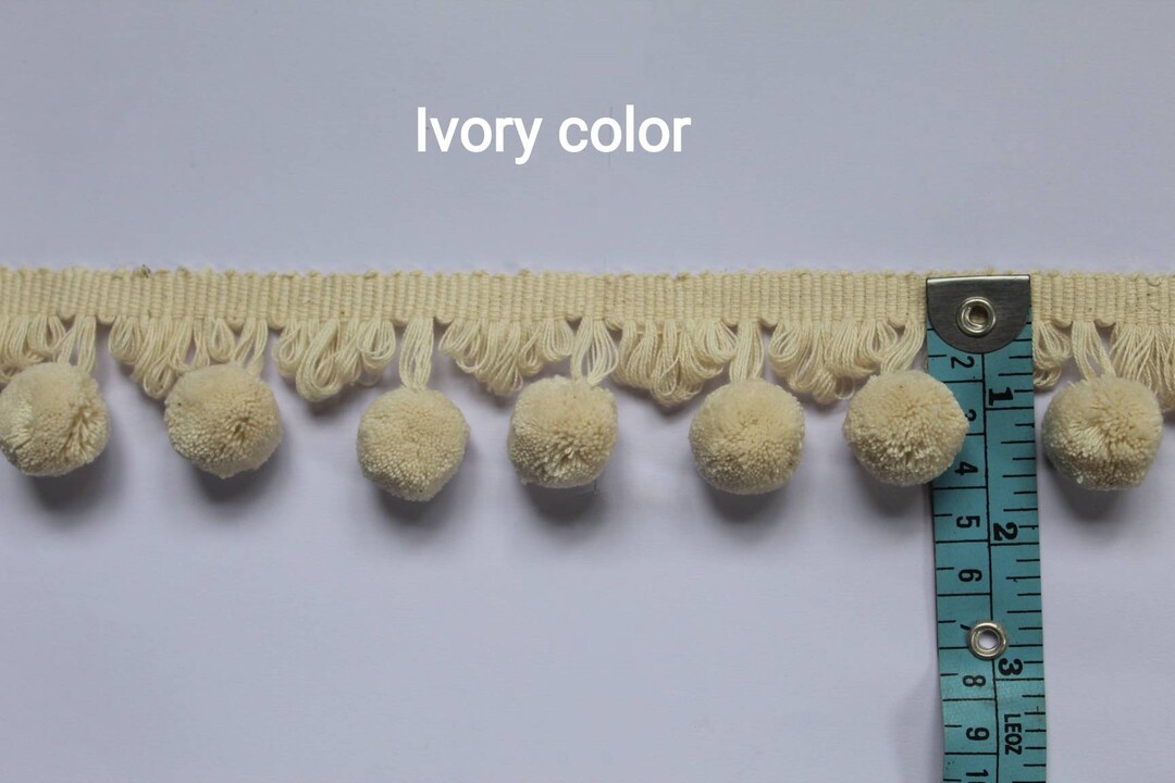 Tassel Trim by the Yard, Tassel Fringe Trim, Ivory Pom Pom Fan Edge ...