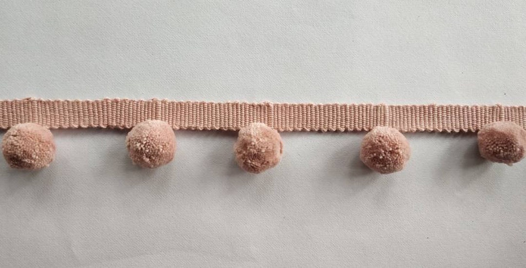 Pom Pom Trim, Blush Pink Pom Pom Trimming, Bobble Fringe, Bobble Trim ...